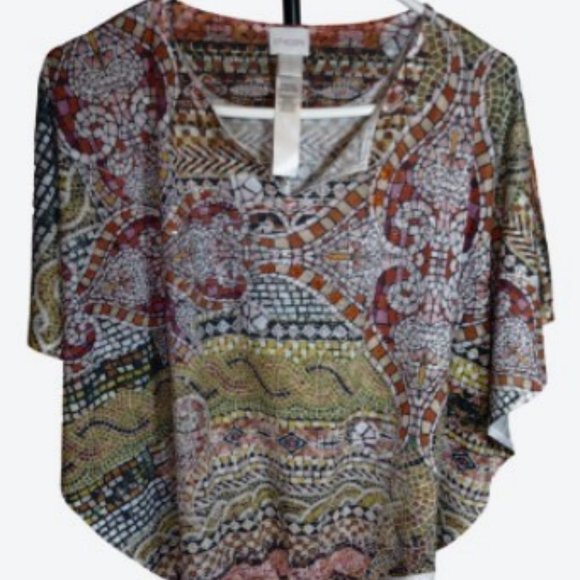 Chico's | Tops | Chicos 0 Polyester Vintage Mosaic Tiefront Top Size 1 ...